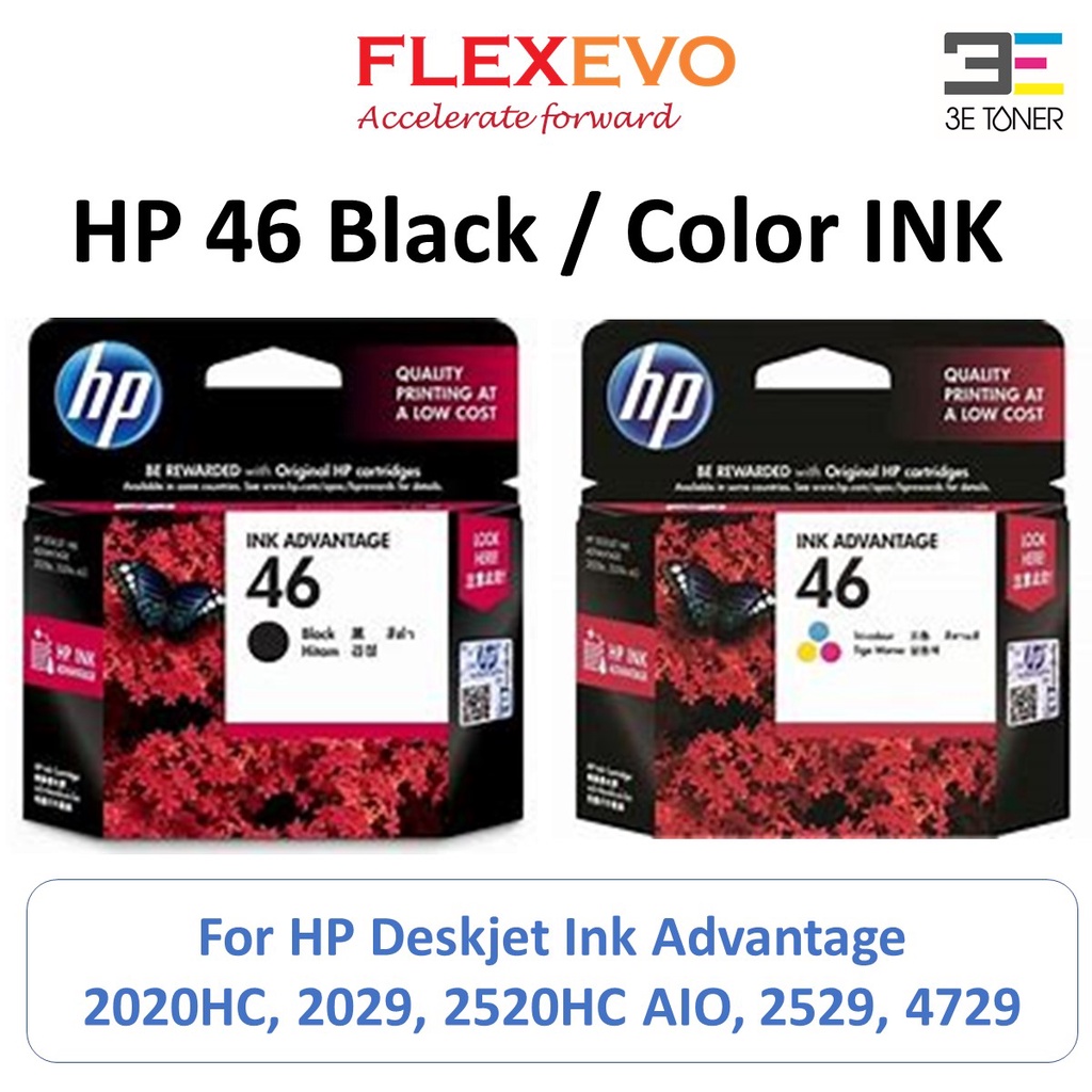 HP 46 Original Black / Color Ink CZ637AA CZ638AA for Deskjet Ink ...