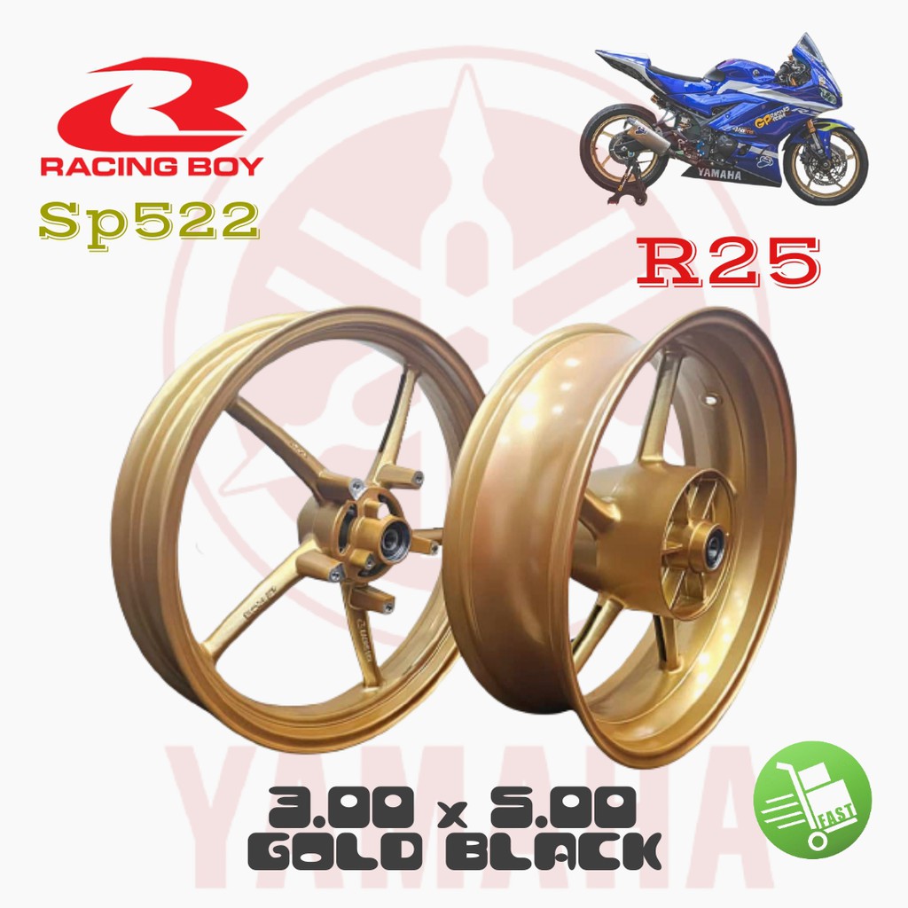RCB RACING BOY SPORTRIM SP522 YAMAHA R25 R250 (3.00 x 5.00) GOLD BLACK ...