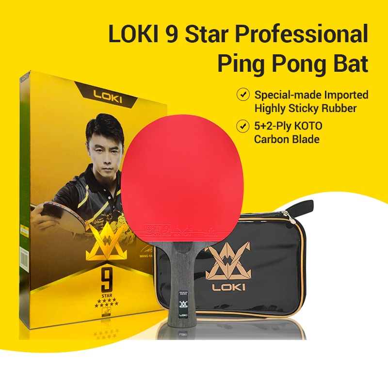 LOKI 9 Star Professional Ping Pong Bat with Original Bag and Box ...