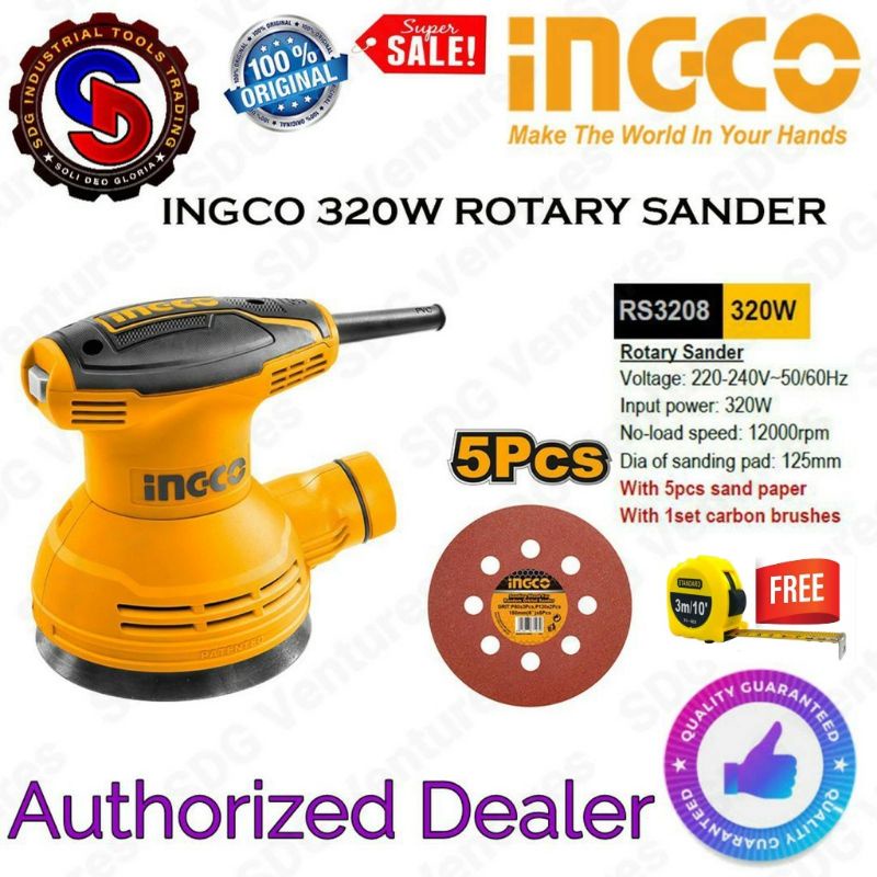INGCO 320W Rotary Sander (RS3208) with FREE 3m. Measuring Tape | Shopee ...