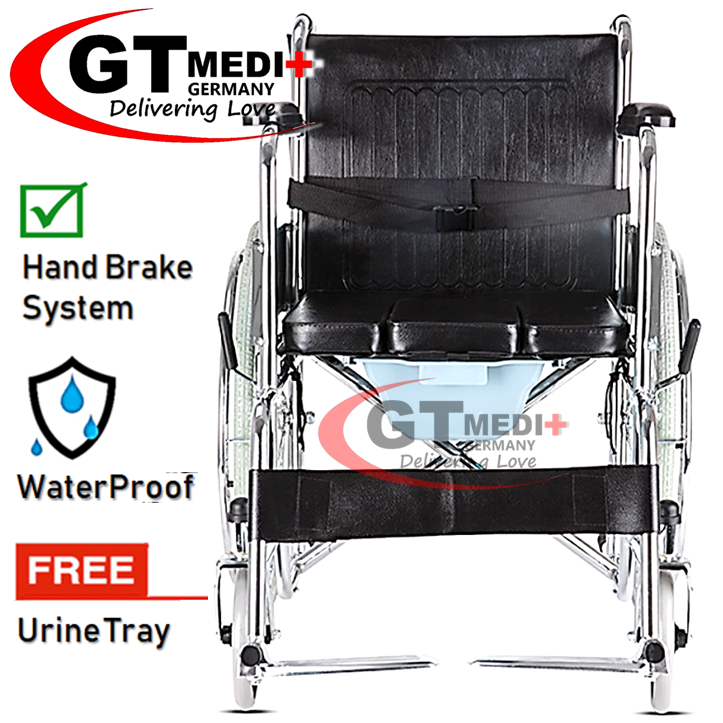 W06-PC-15 GT MEDIT GERMANY Lightweight Self Propelled Commode Toilet Foldable Wheelchair Wheel ...