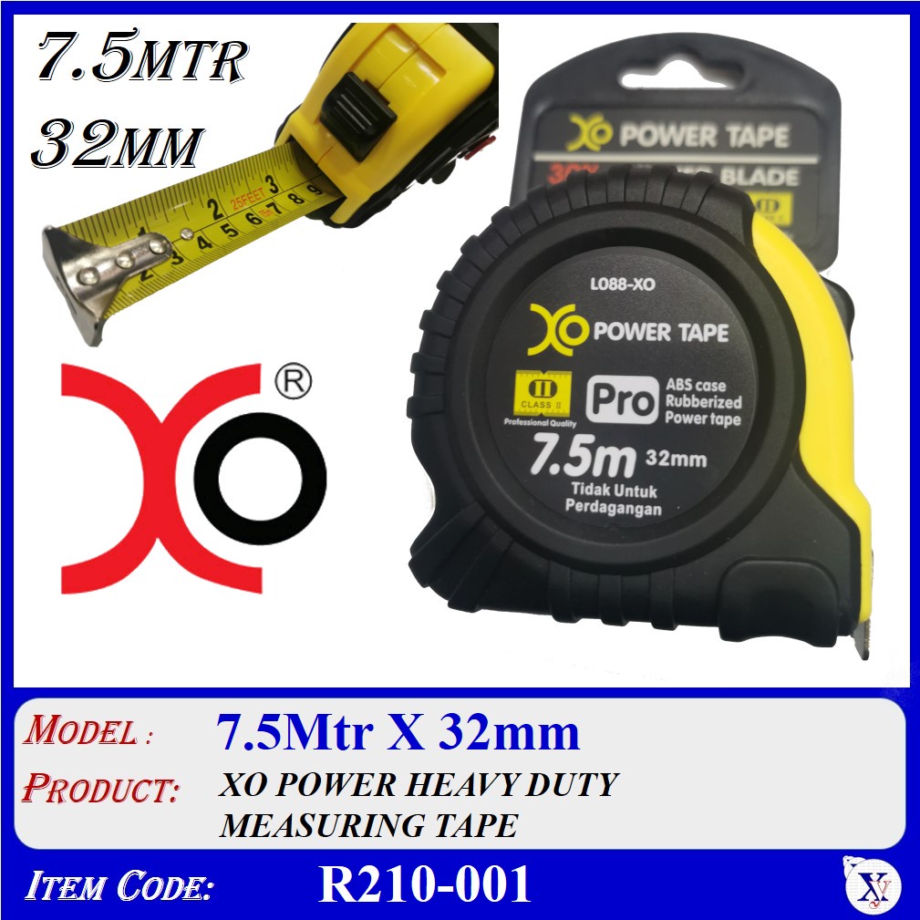 R210-001 L088-XO 7.5M/32MM XO POWER HEAVY DUTY MEASURING TAPE | Shopee ...