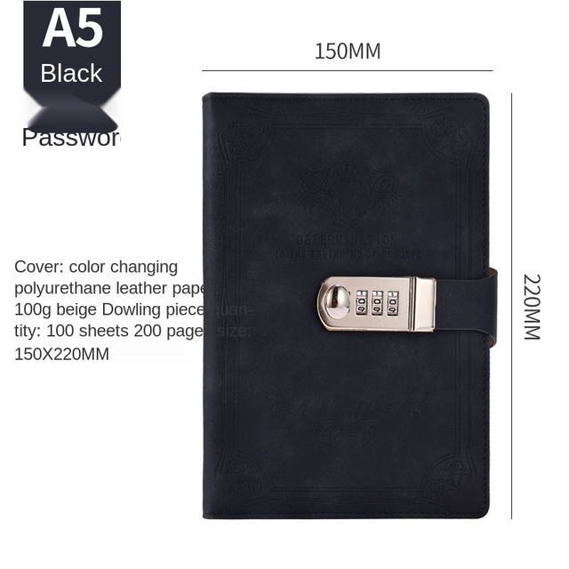 200 Pages A5 Retro Password Book with Lock Diary Thickened Creative ...