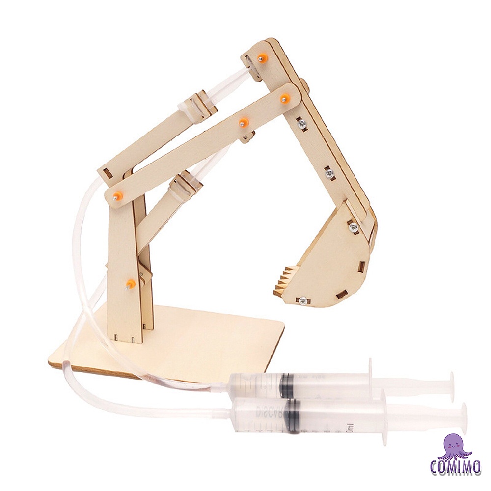 DIY 3D Model STEM Wooden Puzzle Toy Kids Scientific Pneumatic Hydraulic ...