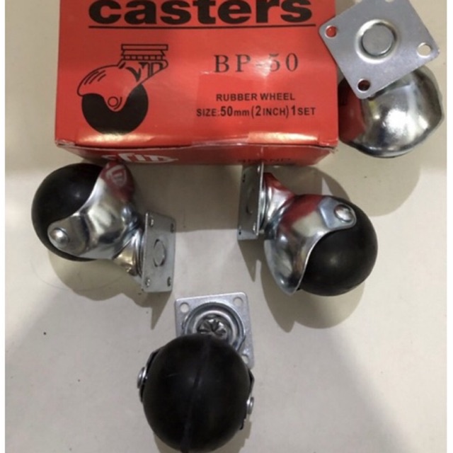 HITAM (PRICE 1 piece) tg round swivel 2" inch round black rubber wheels ...