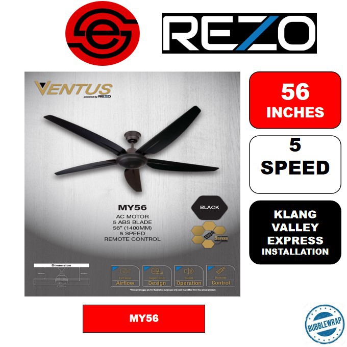 (KLANG VALLEY NORMAL INSTALL)REZO VENTUS CEILING FAN WITH REMOTE MY 56 ...