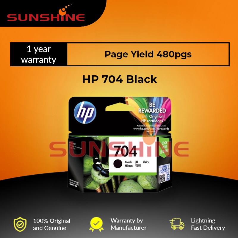 (READY STOCK) HP 704 Black Ink Cartridge (Genuine) CN692AA | Shopee ...