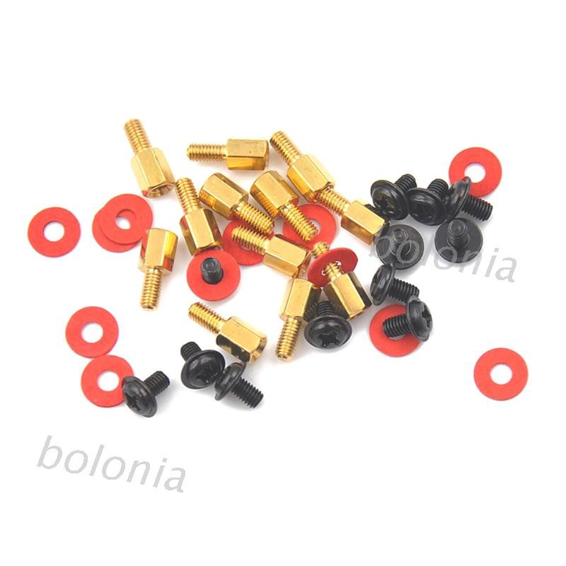 20Pcs Golden Motherboard Riser+Screws Computer Red Washers 6.5mm 6-32 ...