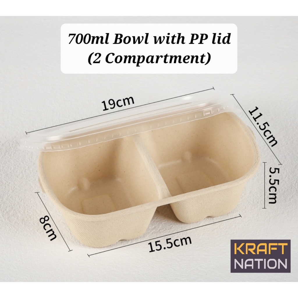 [ECO] 500ml/700ml/850ml/1000ml Degradable Healthy Pulp Lunch Box with ...