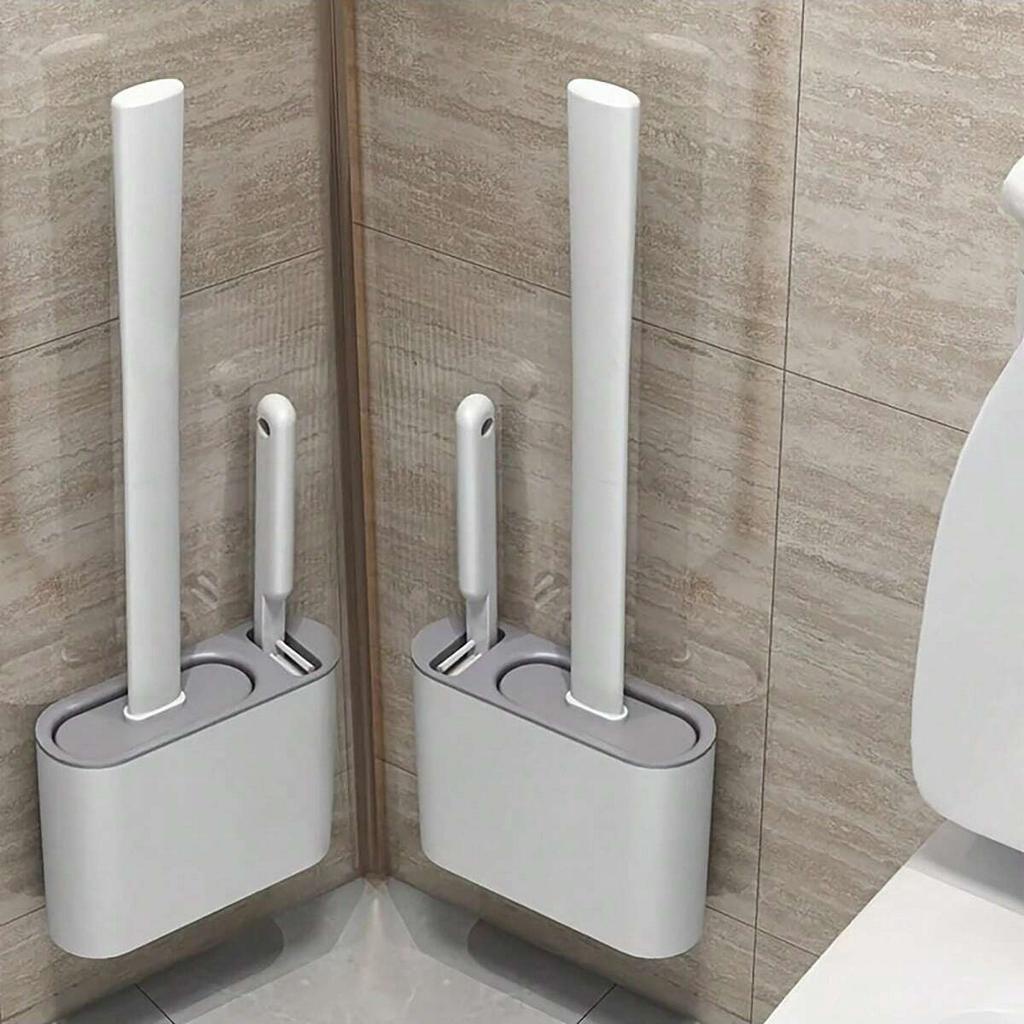 1Set 2 Toilet Brushes & 1 Holder, Wall Mounted Toilet Brush And Holder ...
