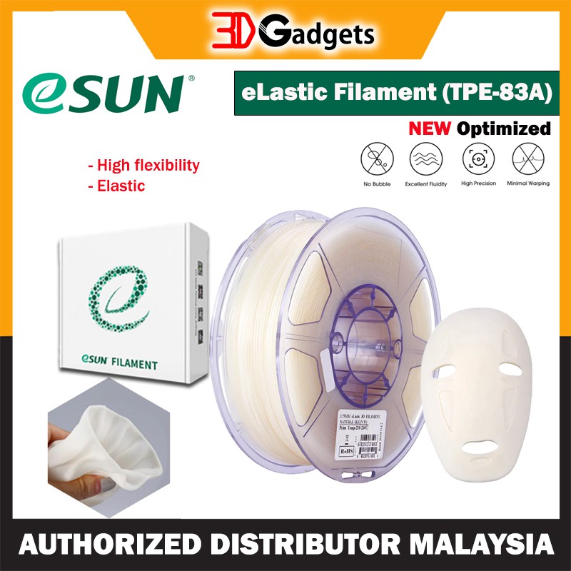 eSUN 3D Filament eLastic 1.75mm - Natural TPE 83A for 3D Printer | Shopee Malaysia