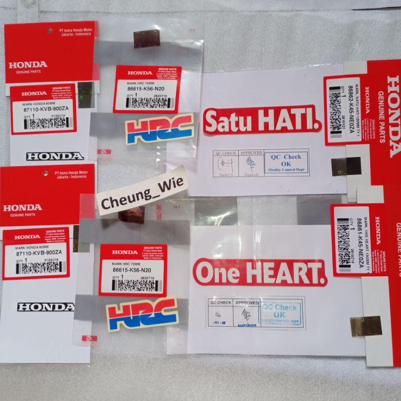 Sticker 2bh HRC+Honda One Heart - One Heart Original ori AHM | Shopee ...