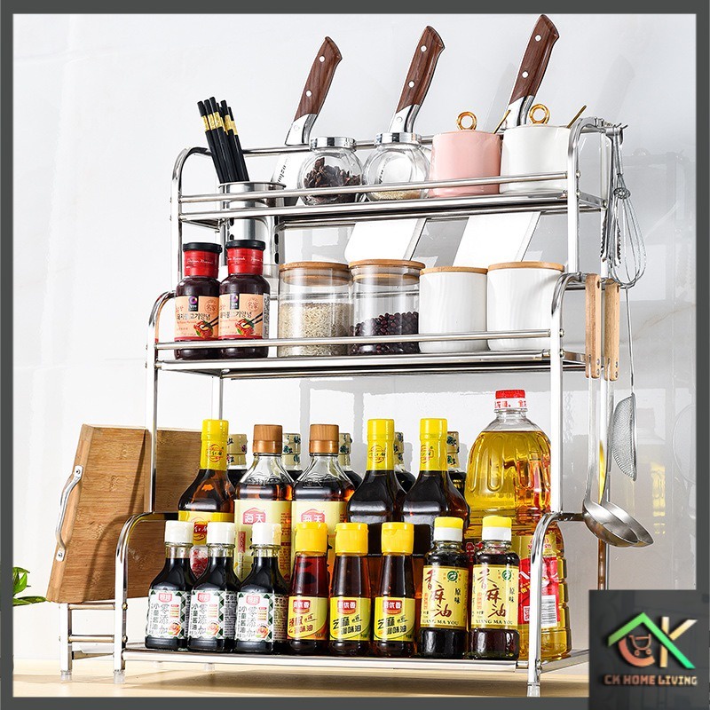(🇲🇾CLEAR STOCK🔥)2/3 Tier Kitchen Multi-Function Seasoning Spice Sauces ...