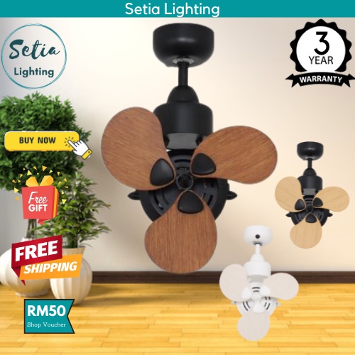 NSB JUMBO 15" Small Mini Corner Ceiling Fan Remote Swing Oscillation 3 ...