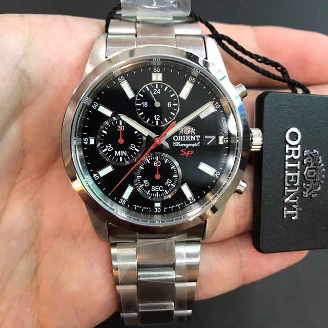 Orient SP Men’s Black Dial Chronograph Stainless Steel Quartz Watch ...