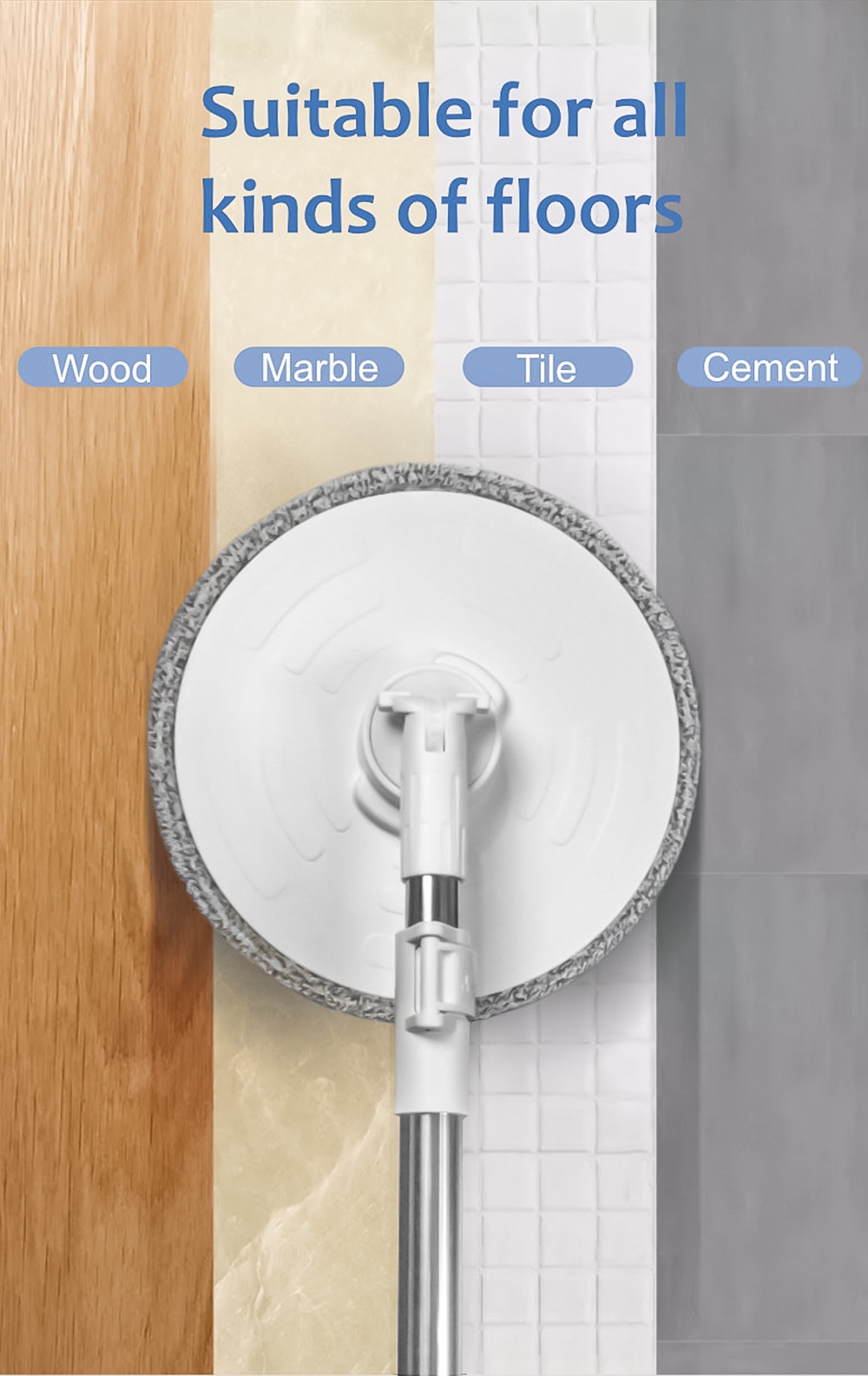 Farcent Flat Spin Mop Compact Dual-axis Spin Mop Set Stainless Steel ...