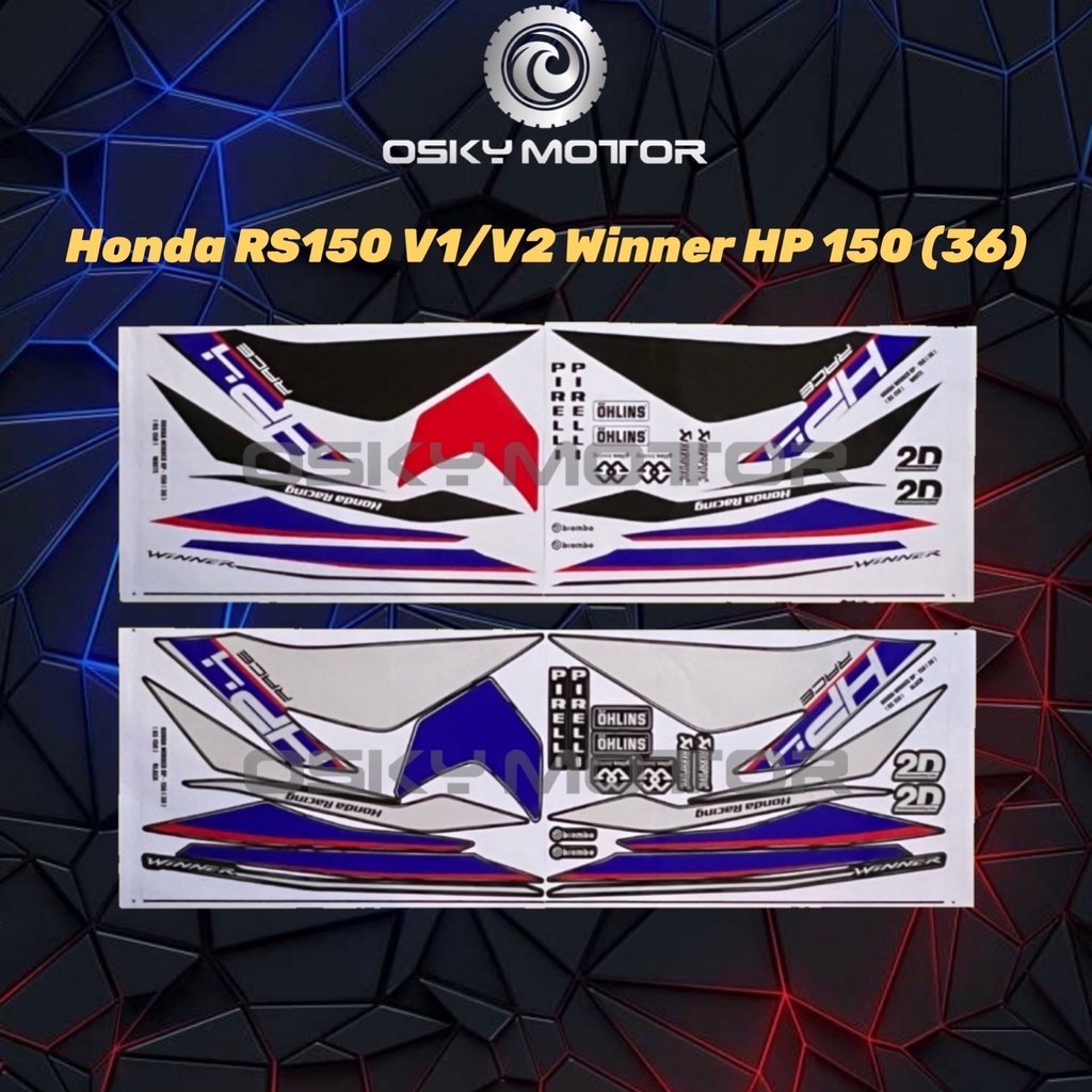 Honda RS150 V1/V2 Winner HP 150 (36) Body Sticker - White / Black ...