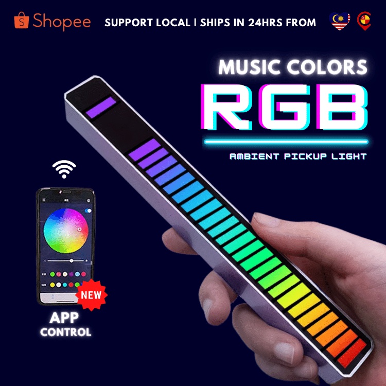 RBTECH RGB Lampu Musik LED Music Rhythm Light Bar Pickup Sound Control ...