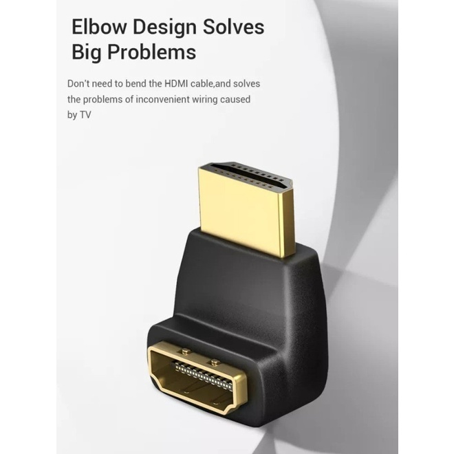 HDMI Adapter Male to Female L Shaped 90-Degree 270-Degree Facing Up ...