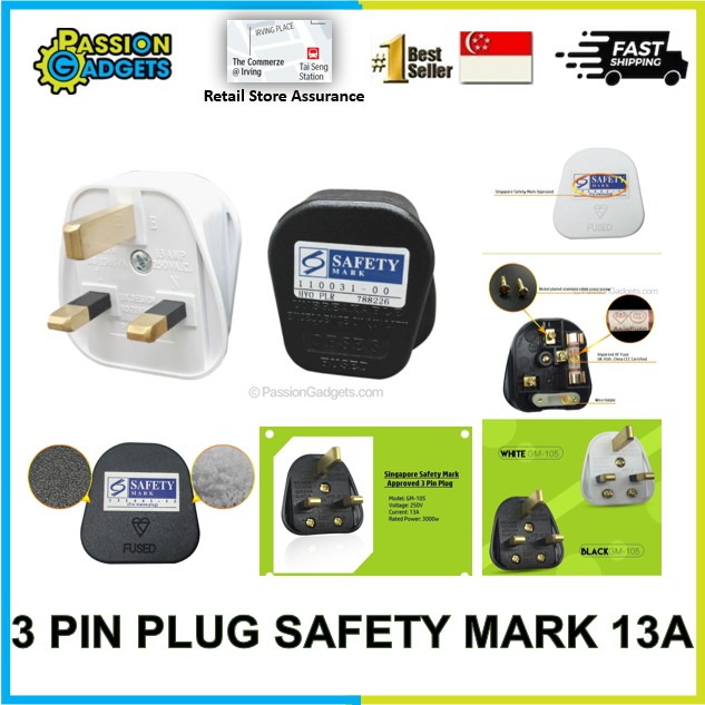 SG 3Pin Plug Safety Mark Plug 13A / 3 pin UK Plug 13AMP Fused wall ...
