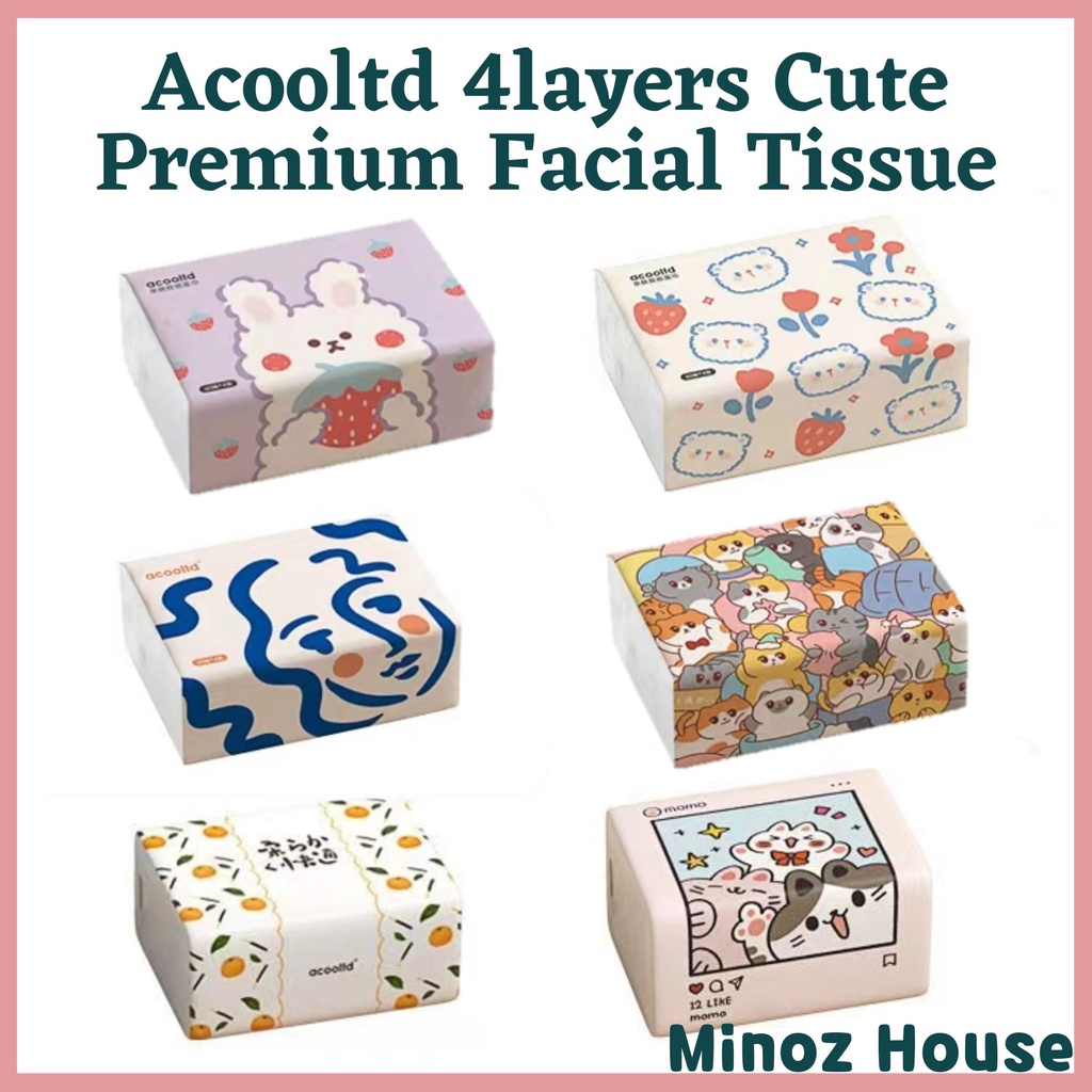 240/300/400 sheets/pack 4layers Tissue ACOOLTD Cute Facial Family Soft ...
