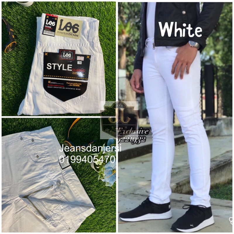 Seluar Slack Jeans Lelaki Cutting Slimfit Kain Memeri Warna Putih ...