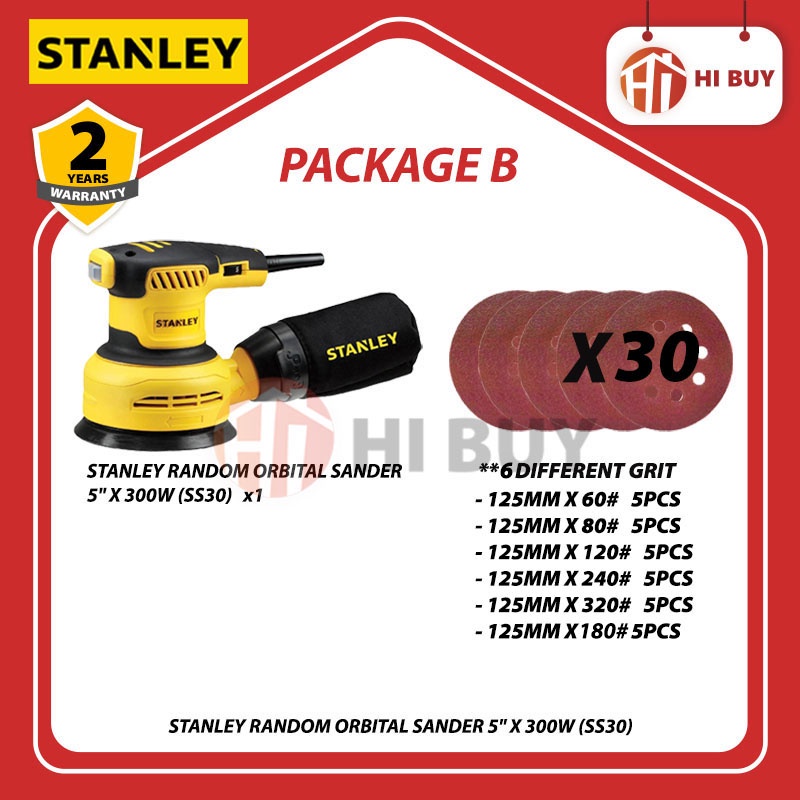 STANLEY RANDOM ORBITAL SANDER 5" X 300W (SS30)/ ORBITAL SANDER MACHINE ...