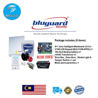 Bluguard Alarm V16 N LCD 16 Zone Alarm System Sistem Penggera | Shopee ...