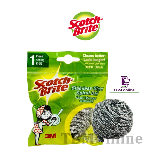 Scotch Brite Stainless Steel Spiral Ball (Berus Besi Tahan Karat) 1 pc ...