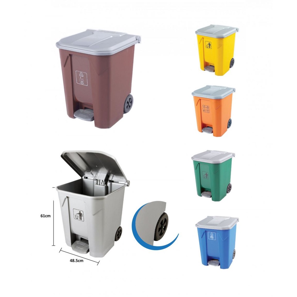Rayaco 7154 Plastic 68L Mobile Dustbin Step Trash Bin With Lid & Wheels ...