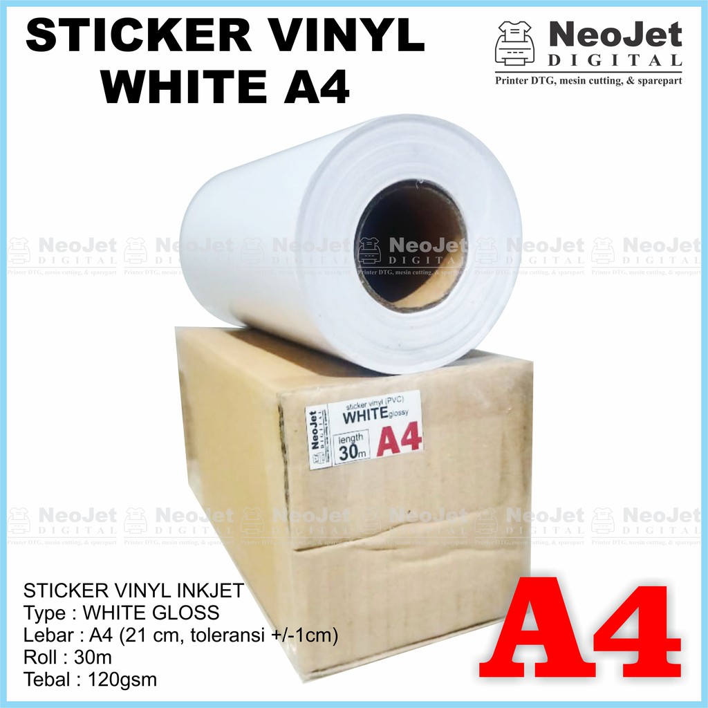 A4 Glossy White Inkjet Vinyl Sticker 30 Meters Long Waterproof Sticker ...