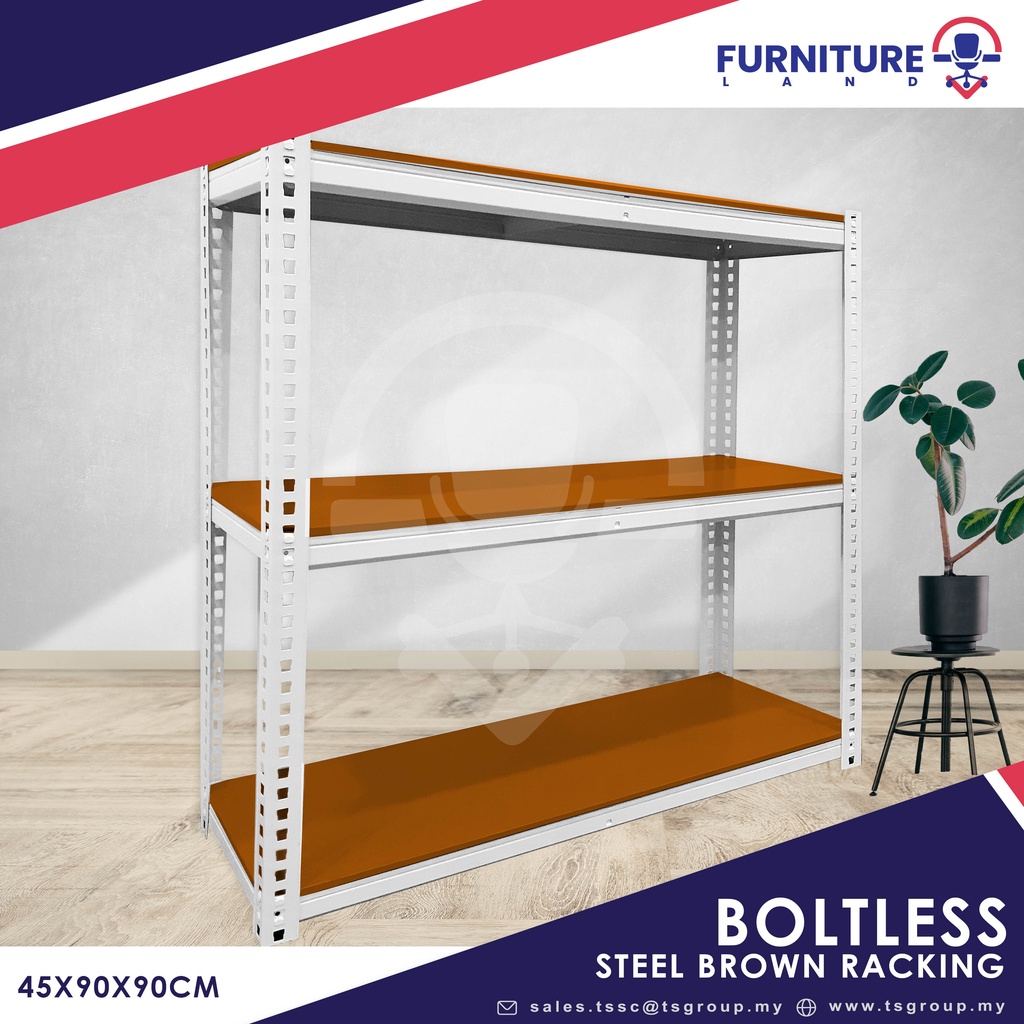 FUR.LAND Boltless DIY Racking Solid Steel 45x90x90cm - Multipurpose ...