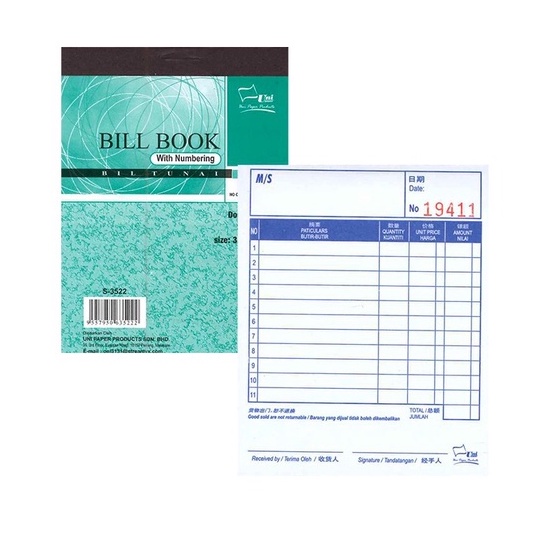 NCR Carbonless Bill Book with Numbering 30's x 2 (Double Ply) 3.5"x5" S-3522 | Shopee Malaysia