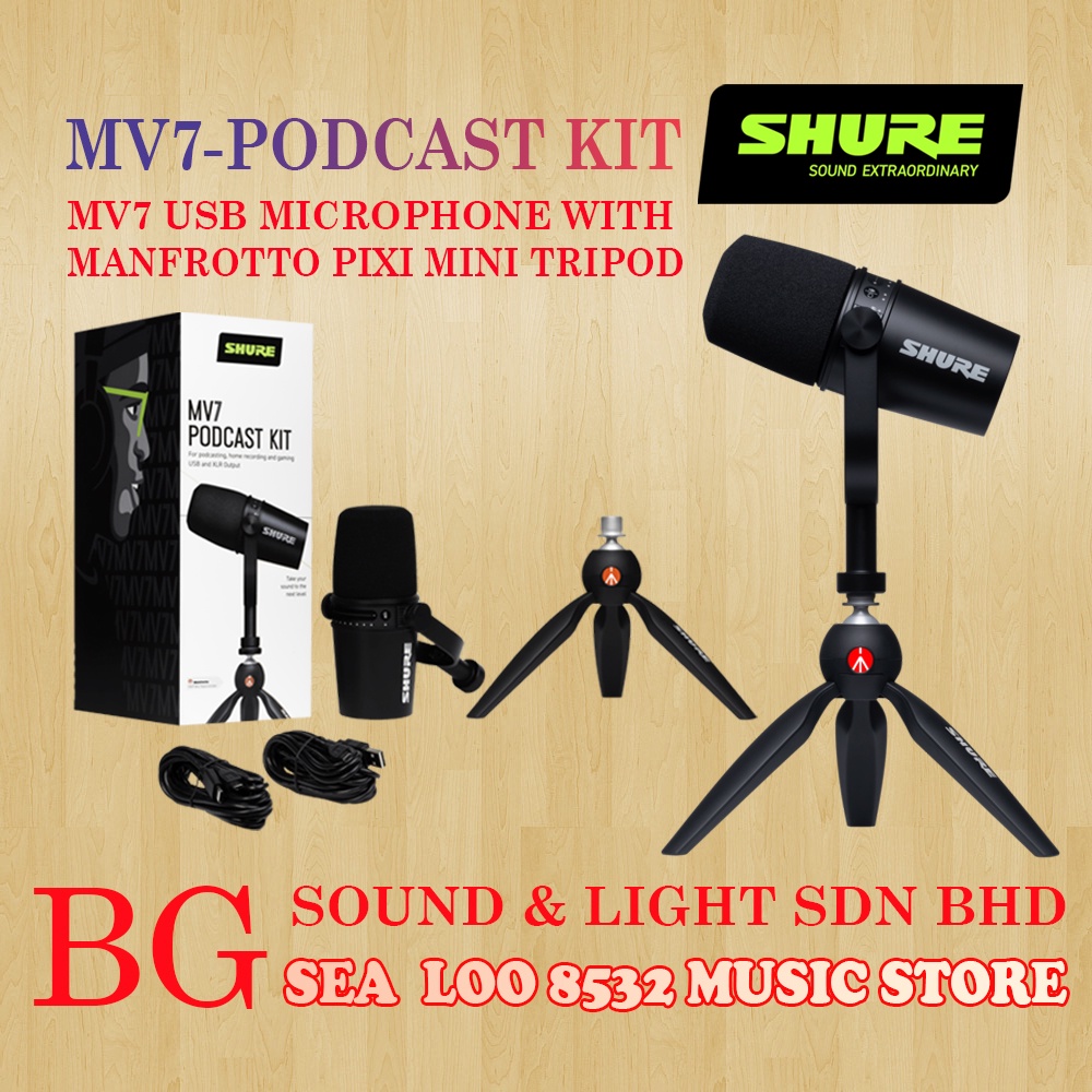 [ SHURE AUTHORIZED DEALER ] SHURE MV7-PODCAST KIT MV7 USB MICROPHONE ...