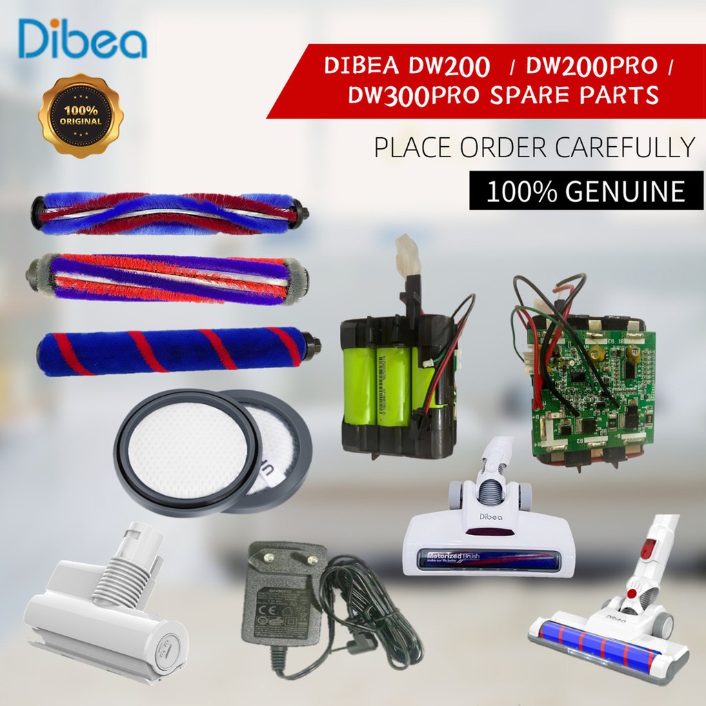 DIBEA D18 DW200 12K DW200PRO DW300PRO SPARE PARTS BATTERY ROLLER BRUSH FLOOR BRUSH ADAPTER HEPA ...