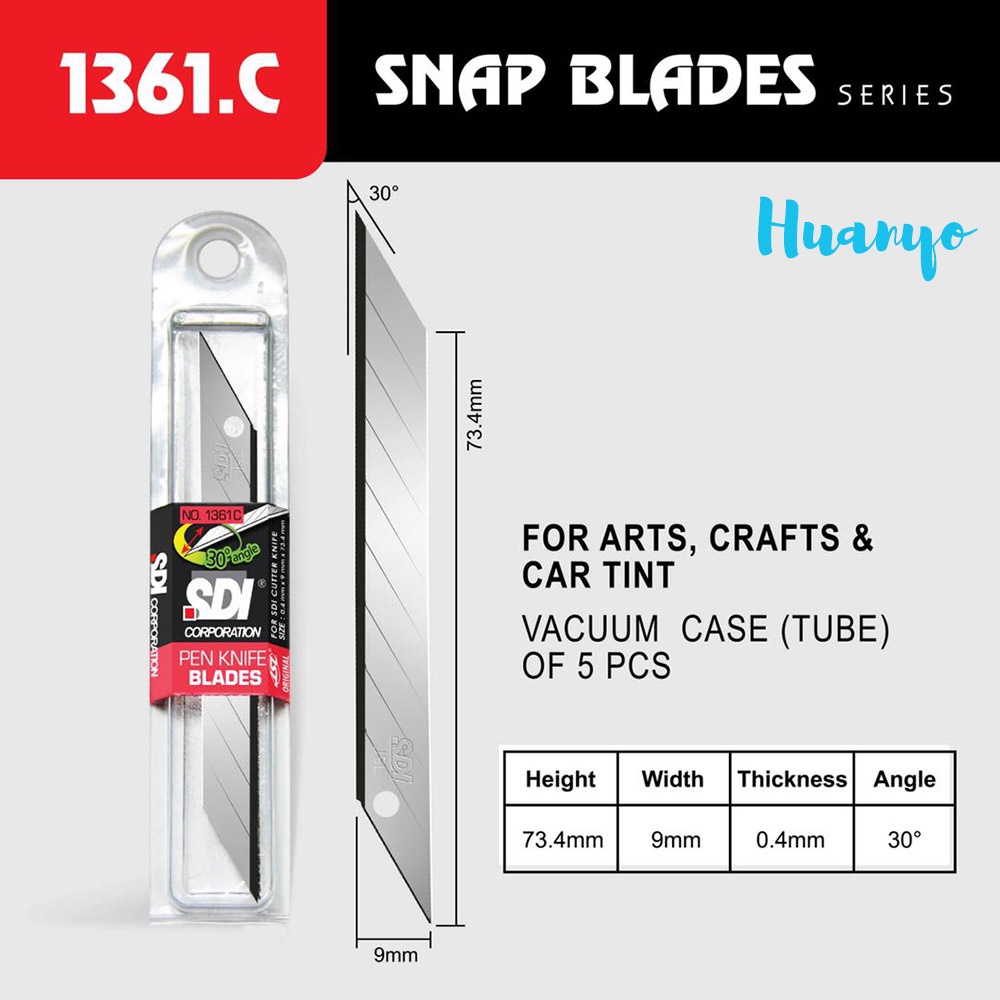 SDI Cutter Knife Blade Refill 5pcs / Tube (Small/Big , 30 / 60 Degree Angle) [1361C / 1403C ...