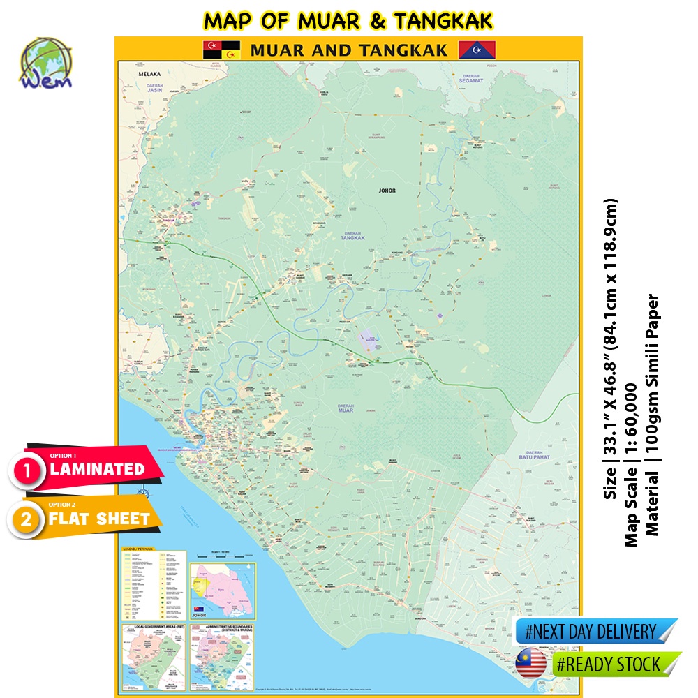 Map of MUAR & TANGKAK (size AO - 841x1189mm) | Shopee Malaysia