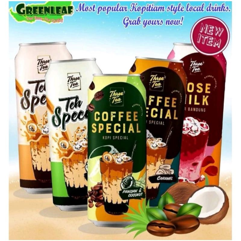 READY STOCK SARAWAK Three Tea Teh C Special ->Pandan&Coconut/Caramel 240ml HALAL | Shopee Malaysia