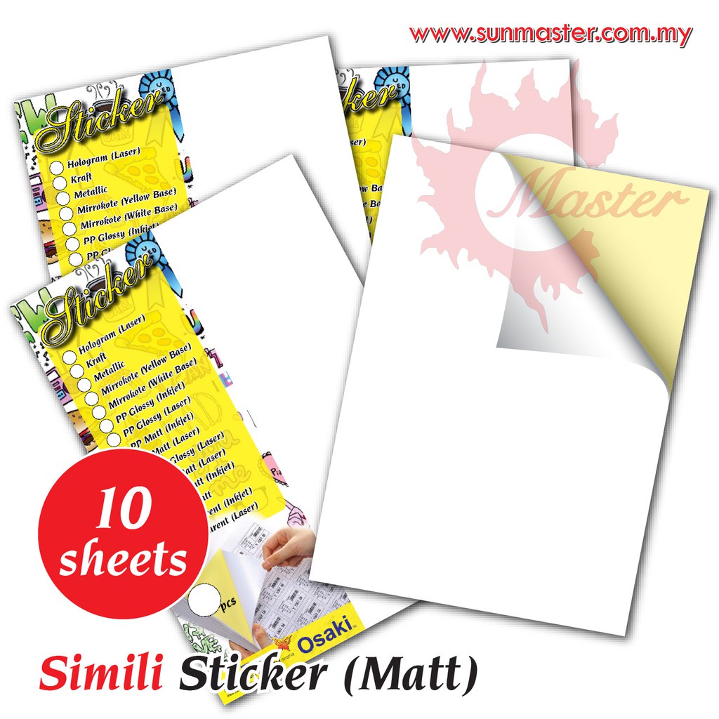 A4 White Simili / Matt Sticker (10s) | Shopee Malaysia