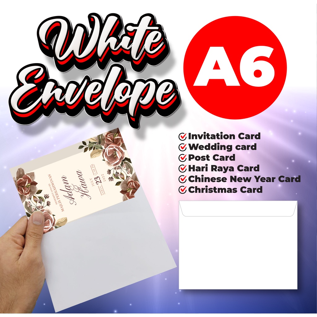 WHITE ENVELOPE A6 > Postcard Envelope > Sampul Surat Putih A6 | Shopee Malaysia