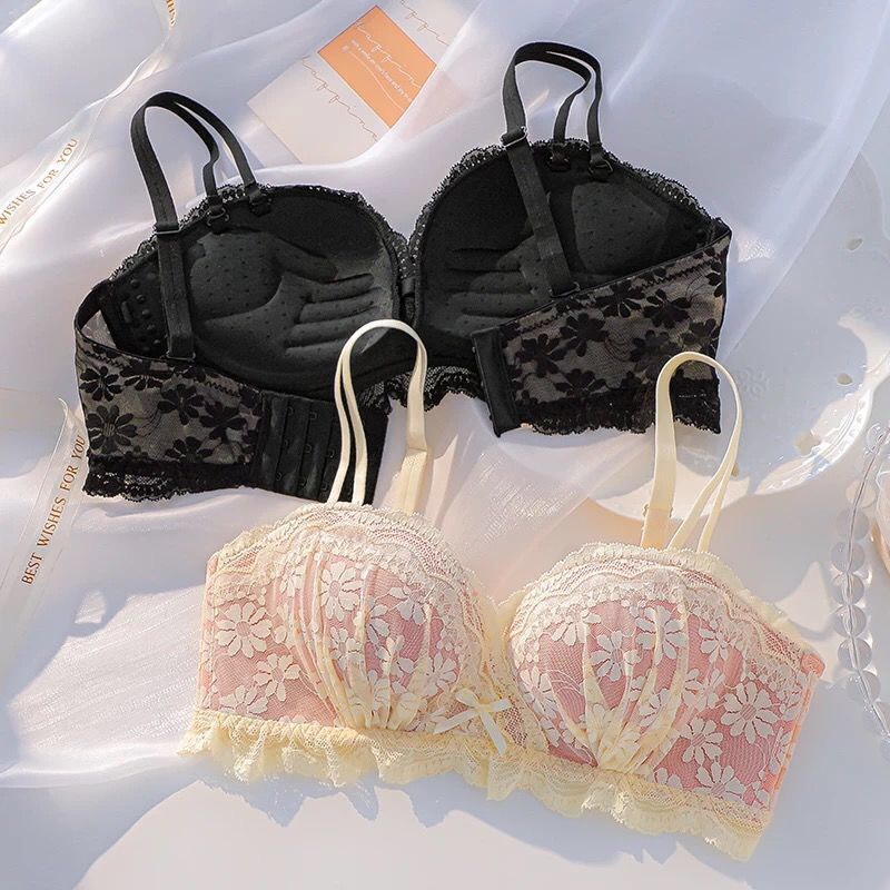 Ready stock Wireless Sexy Lace Women Bra Push Up Palm type cup ...