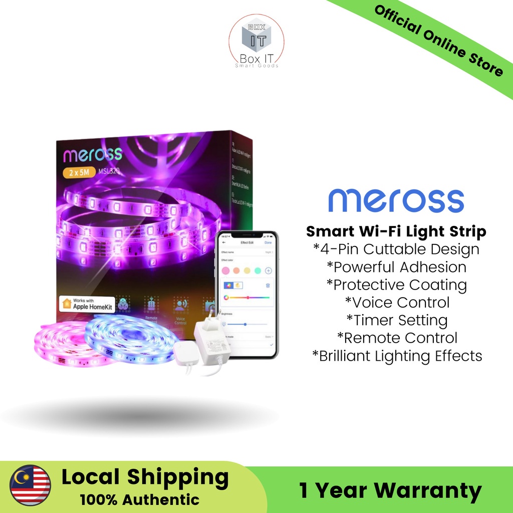 Meross Smart Wi-fi Light Strip | 4-Pin Cuttable Design | Voice Control ...