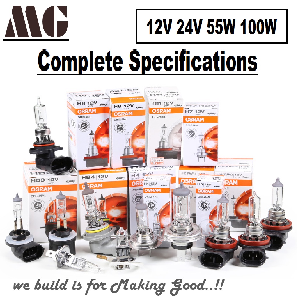 Osram Headlight Bulb H1 H3 H4 H7 H8 H9 H11 H13 H15 H16 HB3 HB4 HIR2 9012 9005 9006 880 881 12V ...