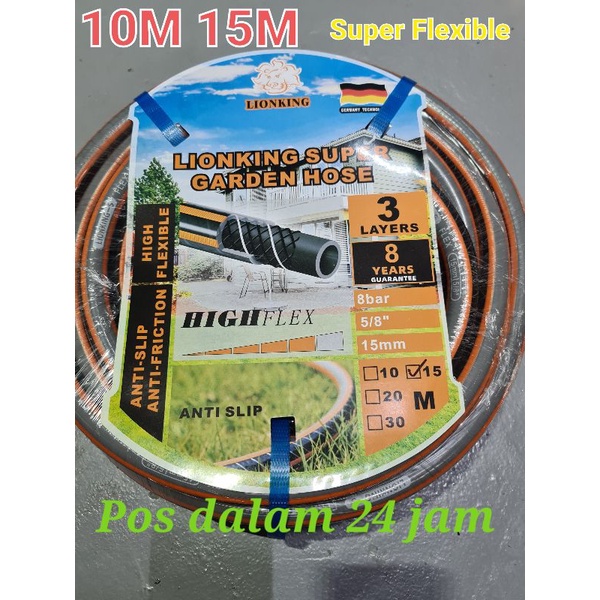 10m 15m Reinforced Anti Twist 3mm Thickness HiFlex GARDEN HOSE Getah ...