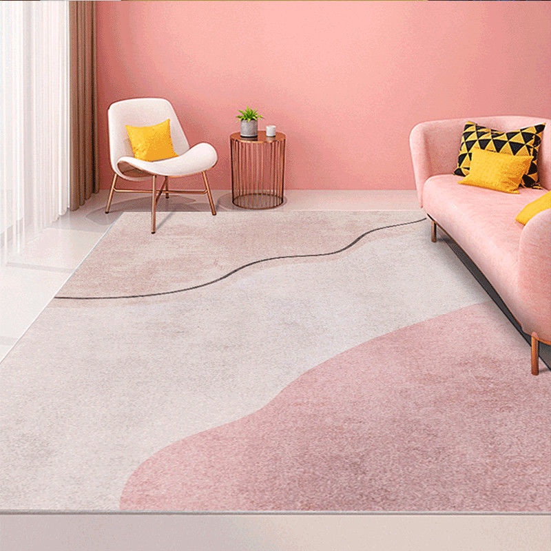 Velvet Pink Simple Lines Nordic Carpet Living Room Modern Mat for ...
