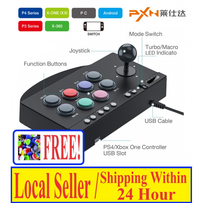 [PXN ARCADE STICK]PS4 NINTENDO SWITCH XBOX WINDOWS ANDROID ALL IN 1 ...