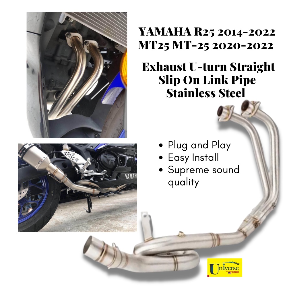 YAMAHA R25 2014-2022 MT25 MT-25 2020-2022 Full System Exhaust U-turn ...