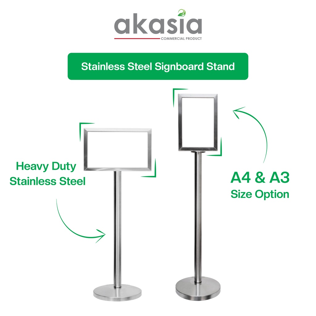 Signboard Stand Stainless Steel A3 A4 Horizontal Vertical Frame ...