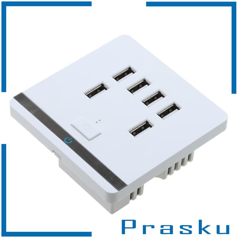 [PRASKU] USB 6-Port 3.4A Wall Charger Outlet Faceplate Socket Plate ...