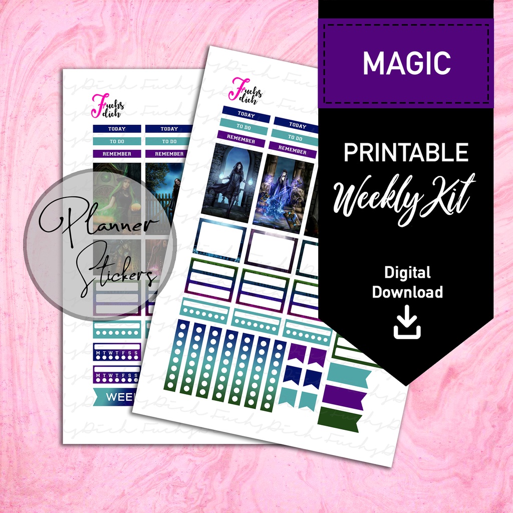 FuchsDich Printable Planner Stickers Kit (Magic) | PDF File | Fantasy ...